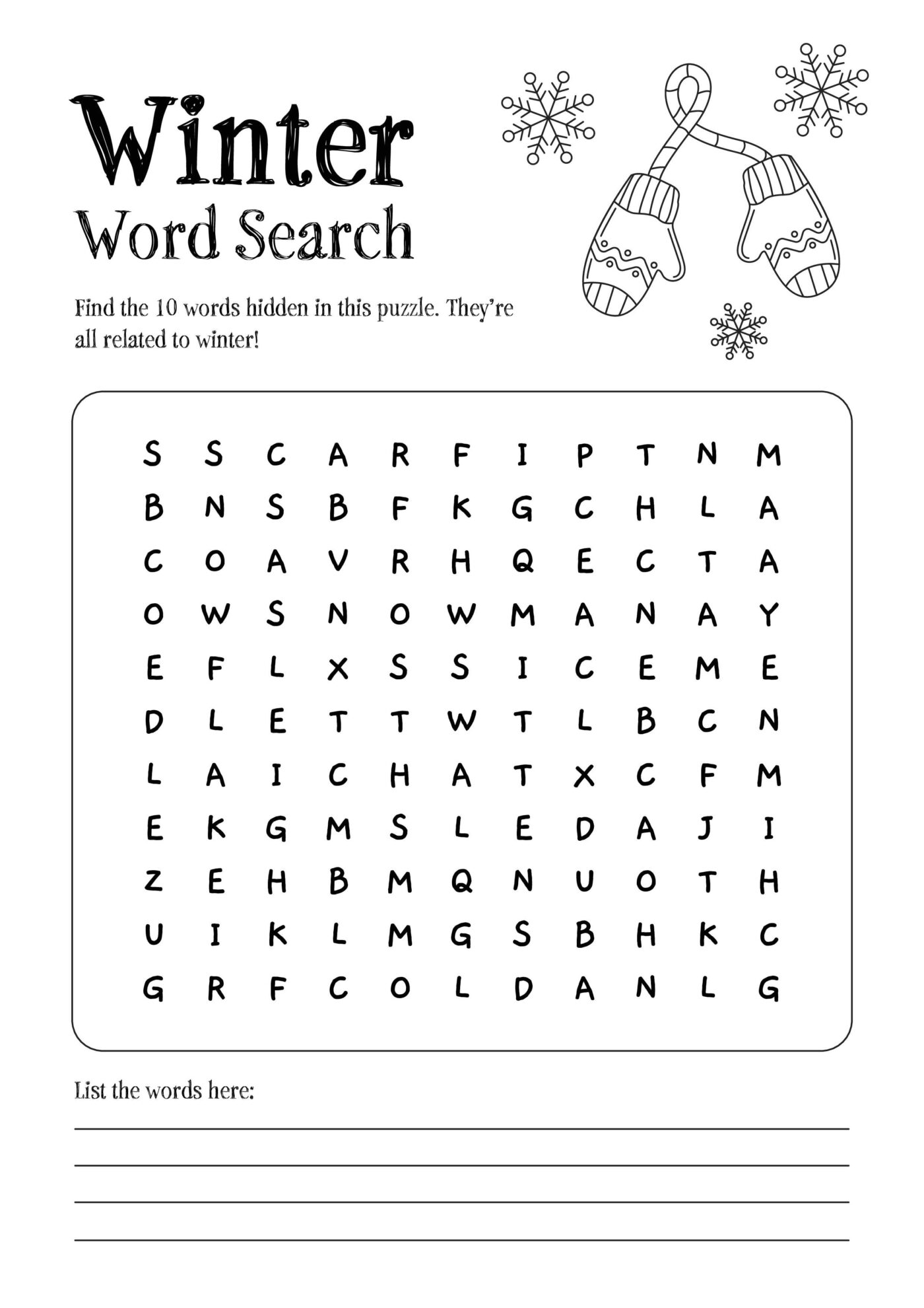 Winter word search - 585 magazine